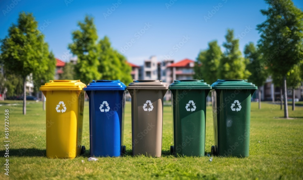 Different Colored Waste Bins, Recycling and Separating Different Types ...