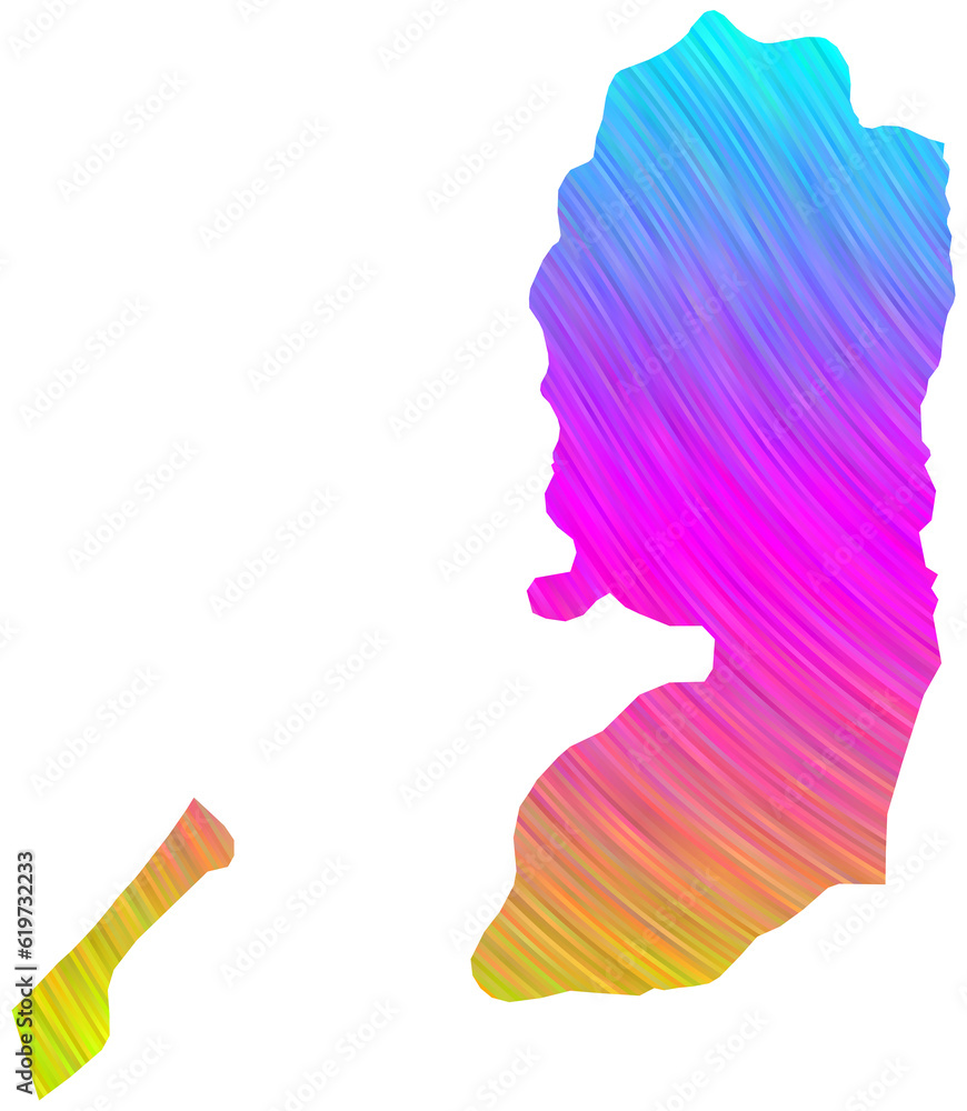 Palestine map in colorful halftone gradients. Future geometric patterns ...