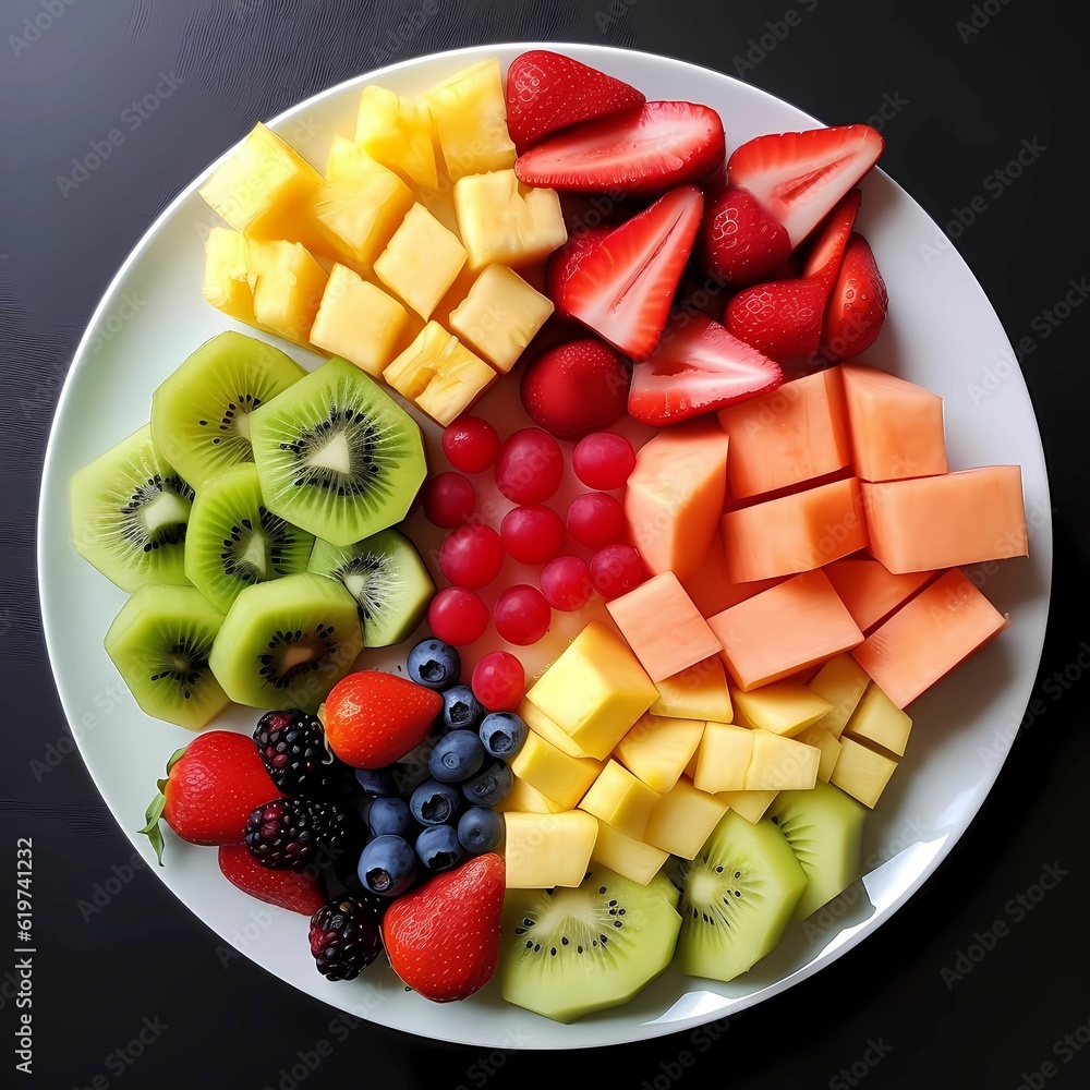 AI generated illustration of a vibrant assortment of freshly cut up ...