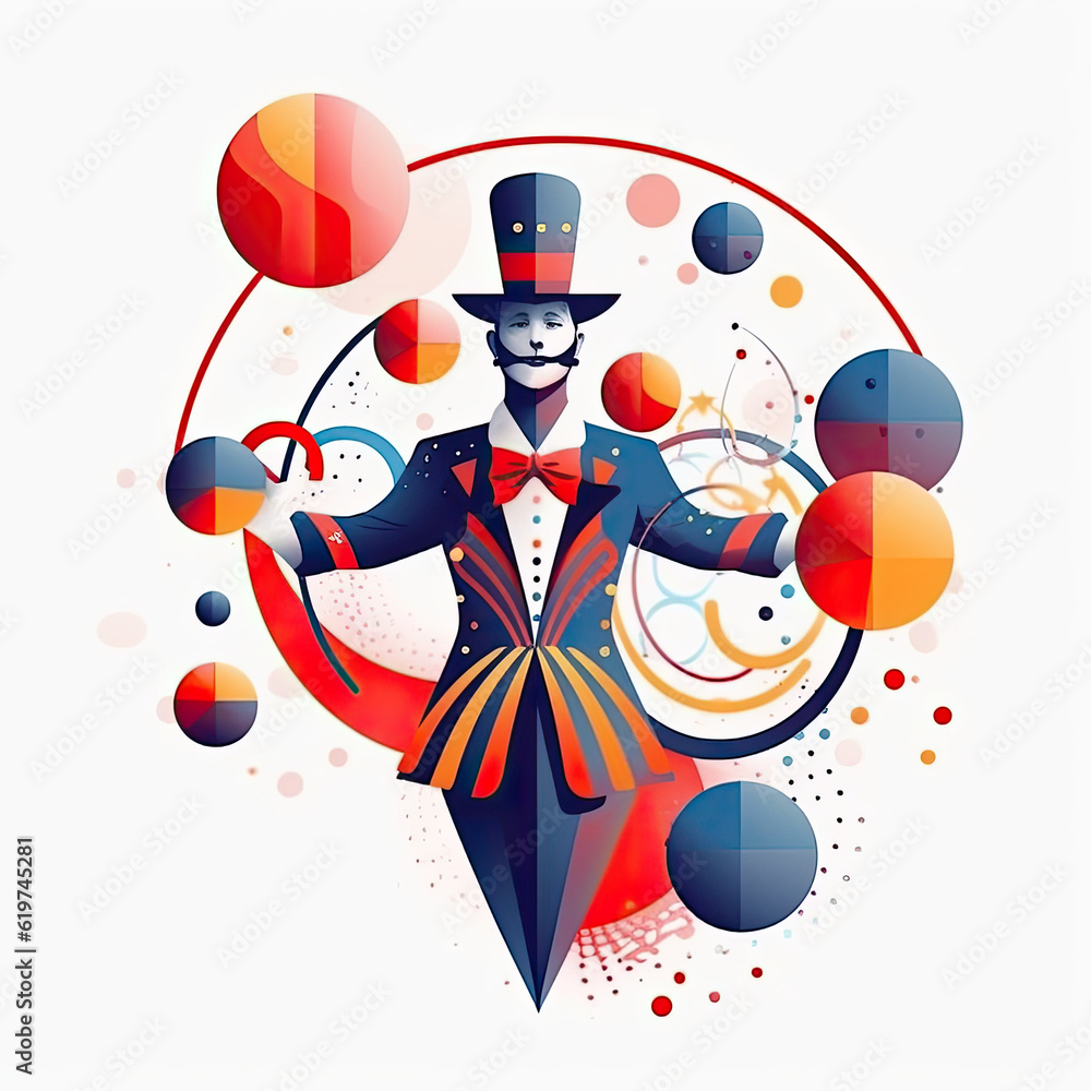 circus clown juggler logo magician - by generative ai Stock ...