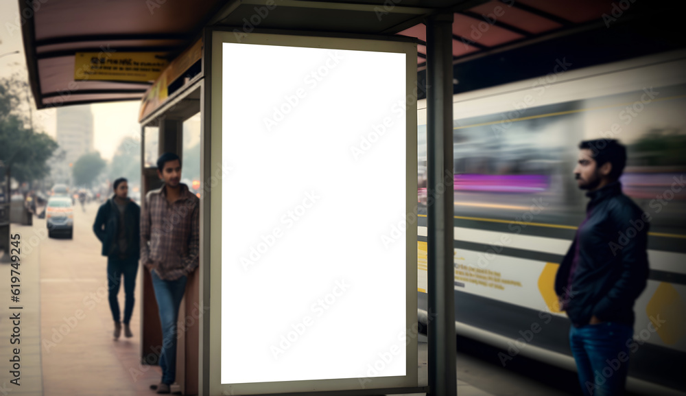 Empty Outdoor Advertising billboard mockup at bus stop, Empty ...