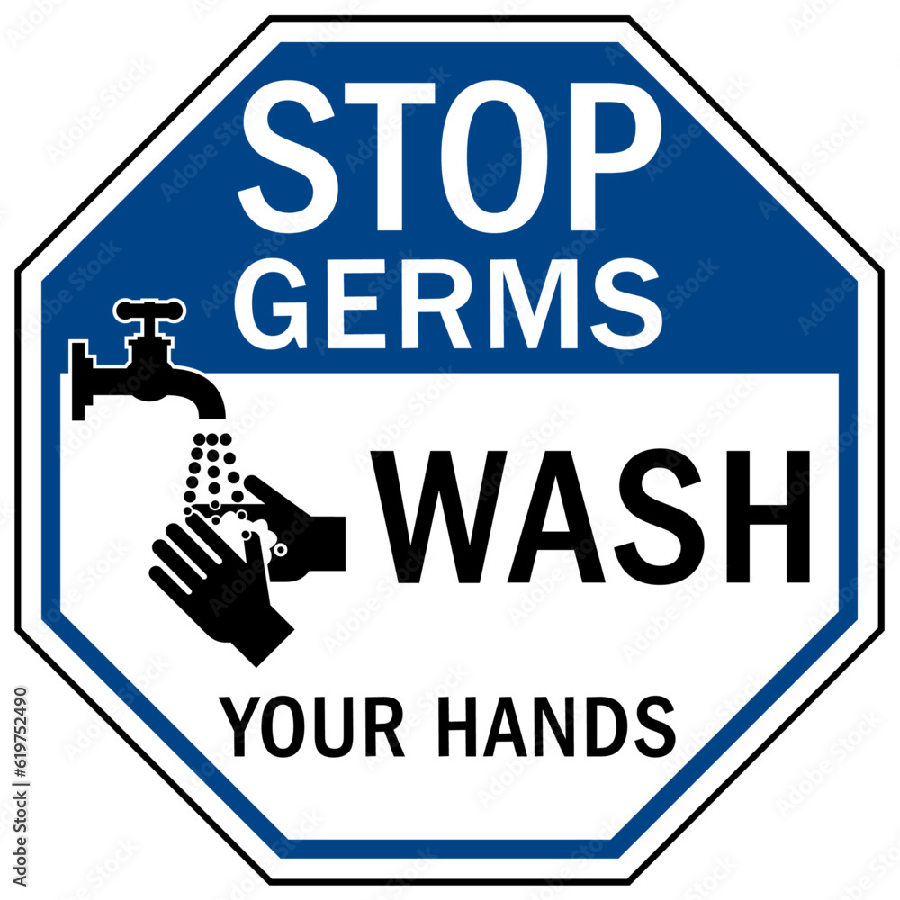 Hand washing sign and labels stop germs, wash your hands Stock Vector ...