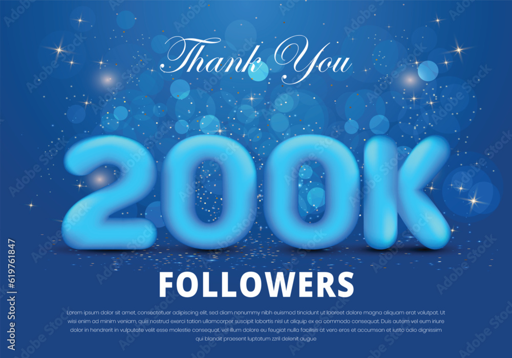 200k followers celebration social media template with 3d letter and ...
