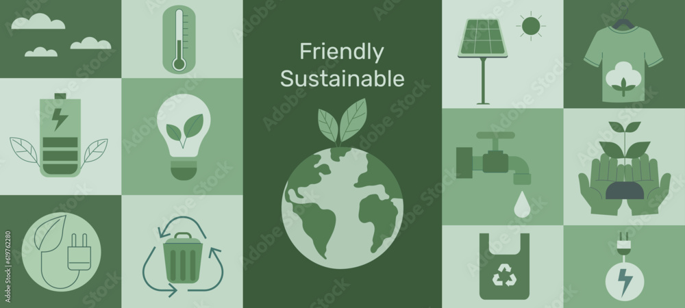 Eco friendly sustainable, Planet earth with alternative green energy ...