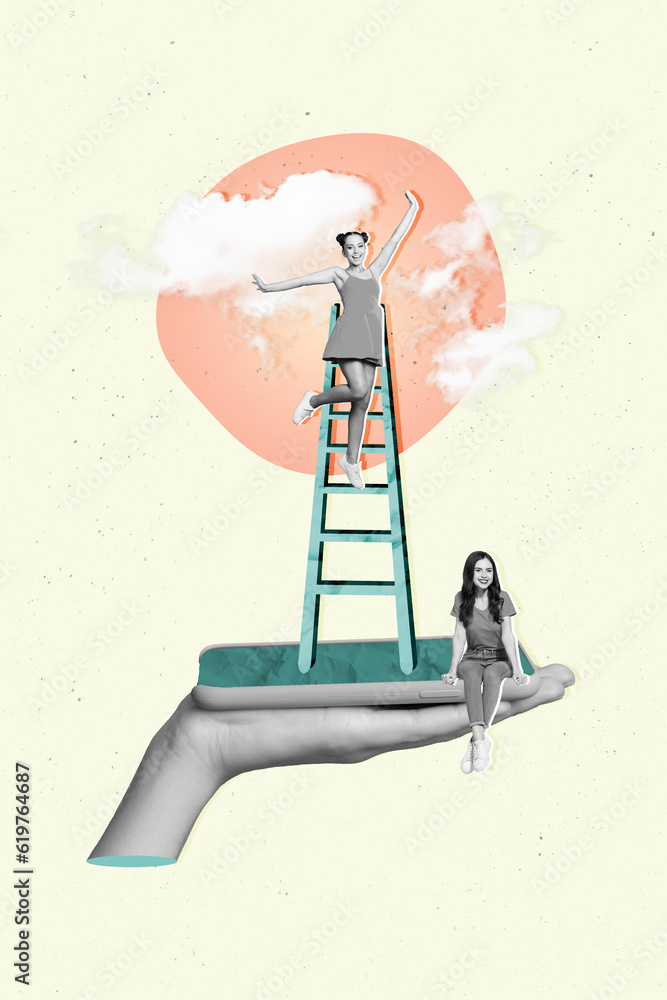 Poster template collage image of positive people workers dream success ...