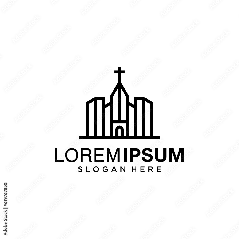 church logo design inspiration with line style, church logo ...