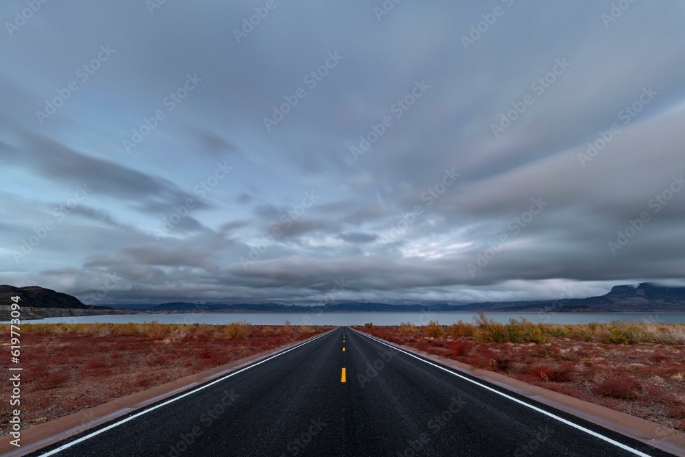 Desert Highway Adventure: Scenic Southbound Road Leading to Arizona ...