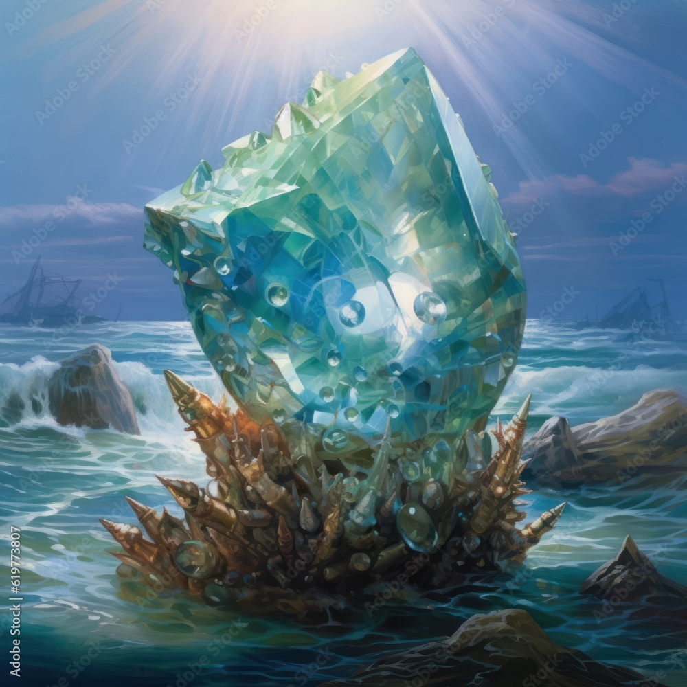 Fantasy wallpaper, Emerald, Ocean jewel, Sea diamond, Illustration ...