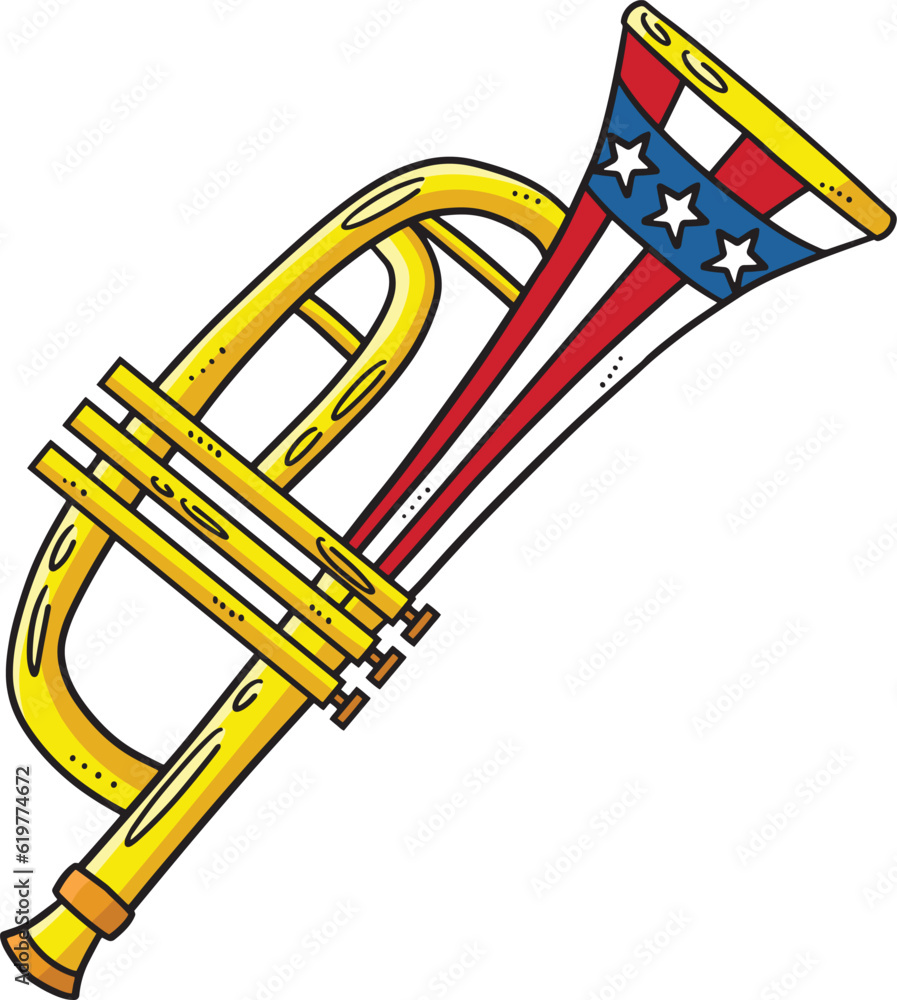 Trumpet Cartoon Colored Clipart Illustration เวกเตอร์สต็อก | Adobe Stock