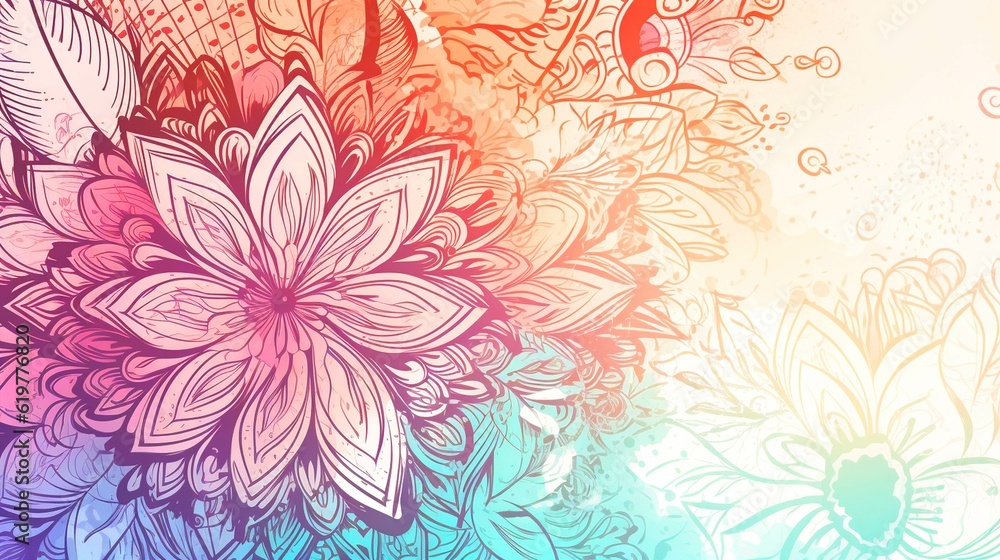 Pastel boho background with illustrations of mandalas. Pastel indian ...