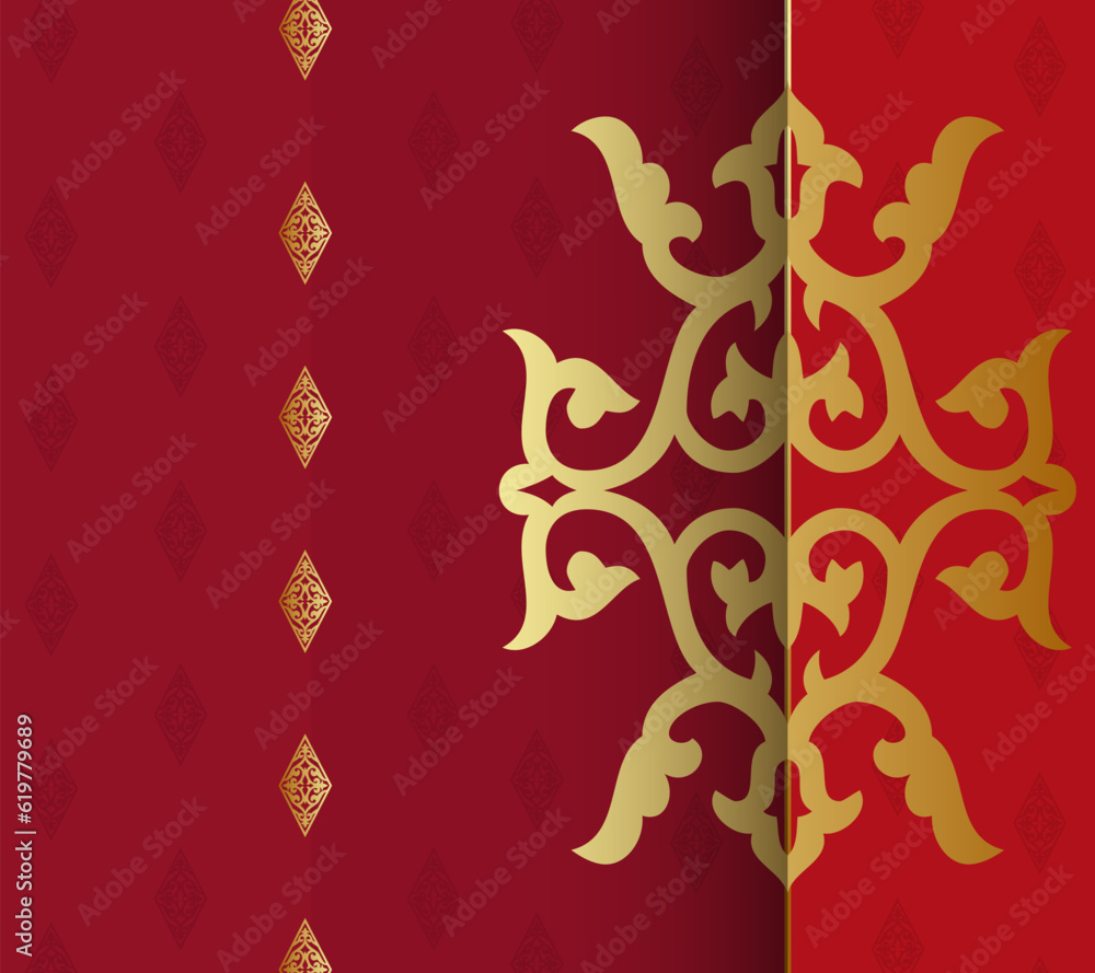 Red and gold Indian background. Luxury pattern template. Vector ...