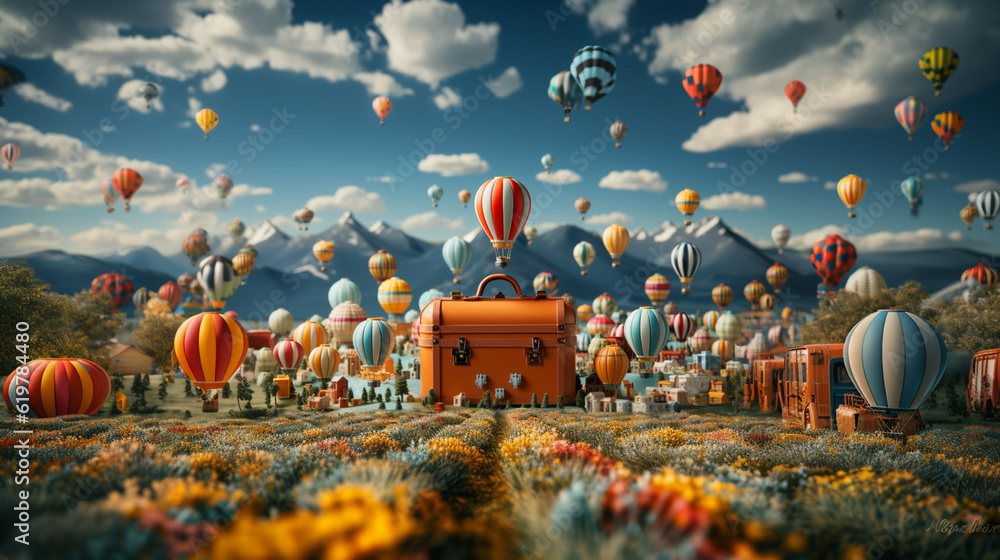 Aerial Symphony: Colorful Miniature Hot Air Balloon Festival Soaring ...