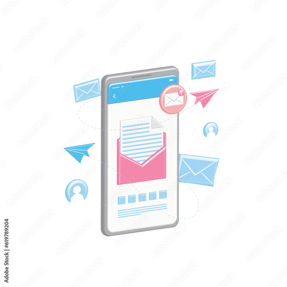 Sending 3d Messages Paper Airplanes Letters In Envelope In Personal Account From Smartphone