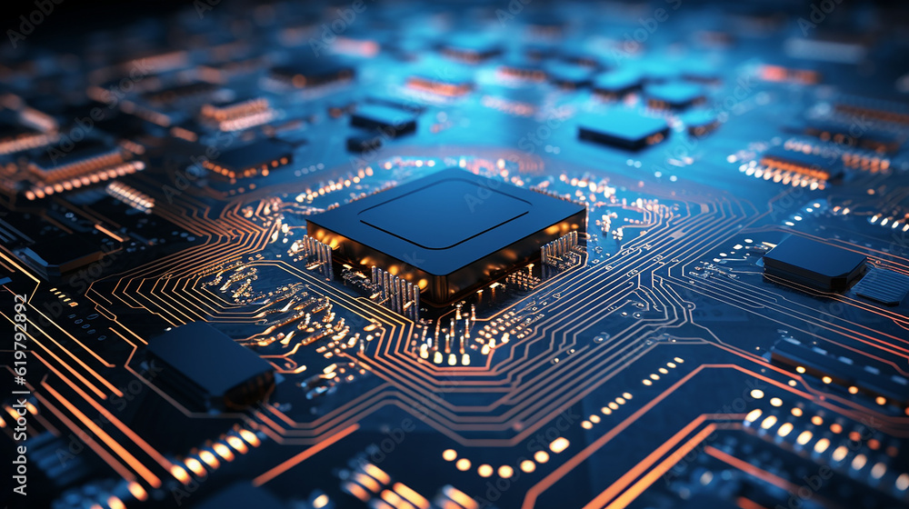 Computer Microchips on Electronic circuit board..AI Generative Stock ...