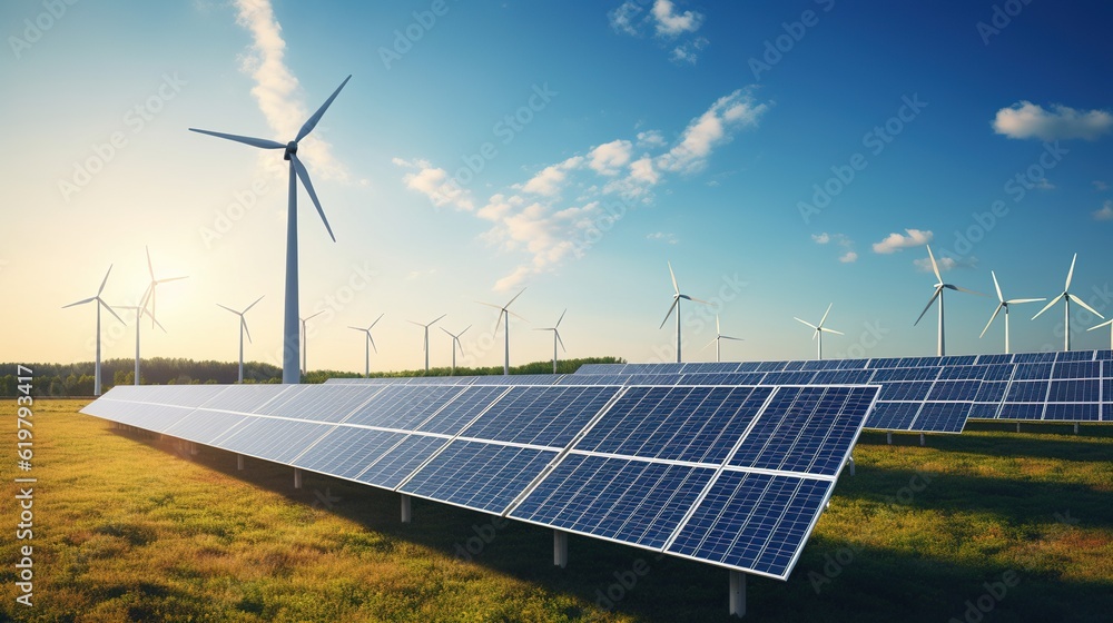 Solar panels and wind turbines are examples of renewable energy sources ...