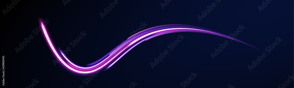 Lines in the shape of a comet against a dark background. Illustration ...