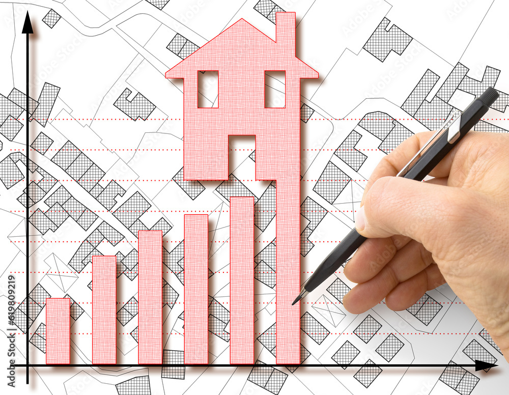 Housing development concept - Real estate improvement with graph ...