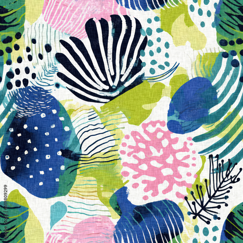 Seamless trendy underwater shell clam repeat background. Tropical ...