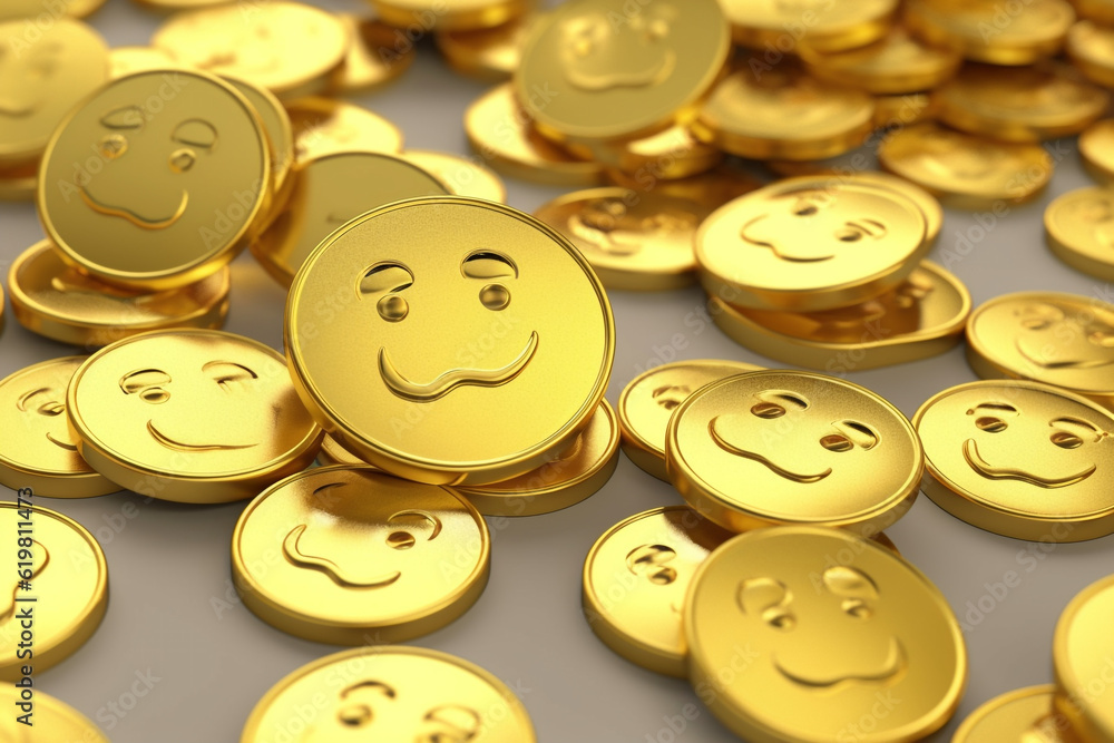 Collector face gold coin collection set minimal background Stock Photo ...