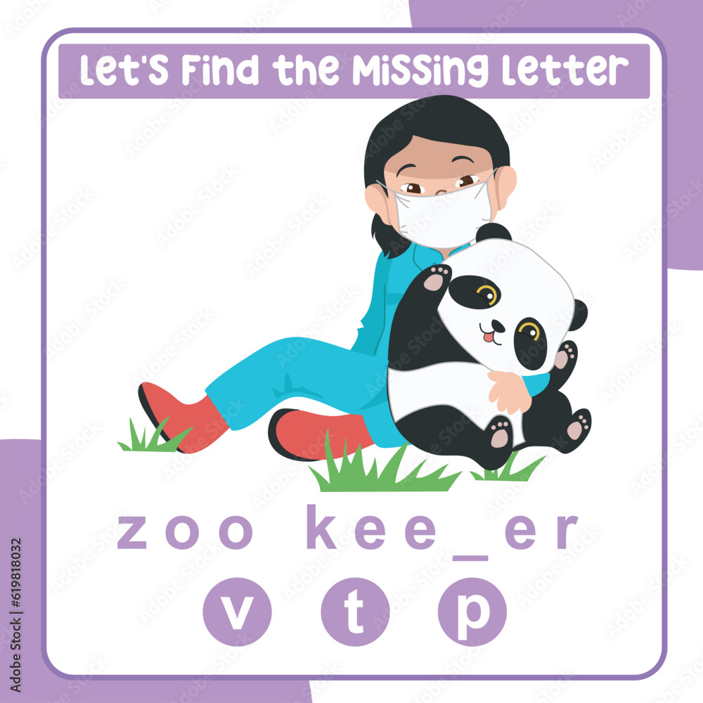 Find the missing letter zookeeper worksheet for kids learning ...