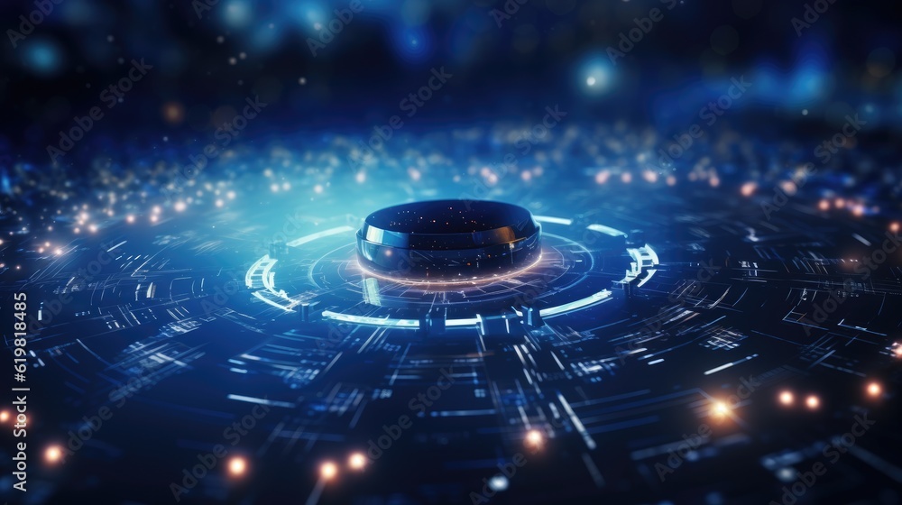 Abstract technology background of a quantum computing system with processor and electronic ...