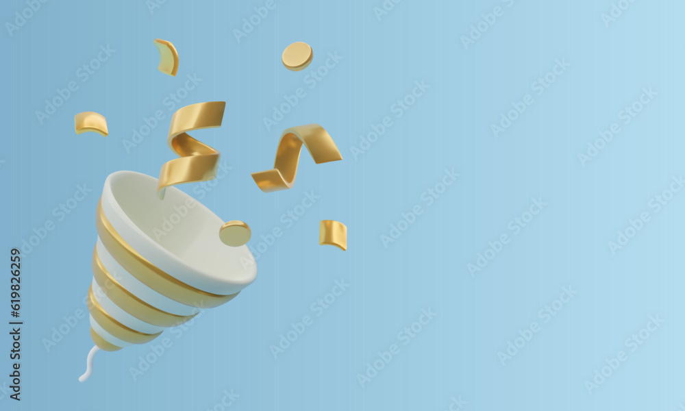 3d realistic party popper banner Birthday or baby shower party ...