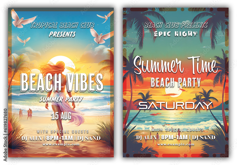 Beach Party Flyer Stock Template | Adobe Stock