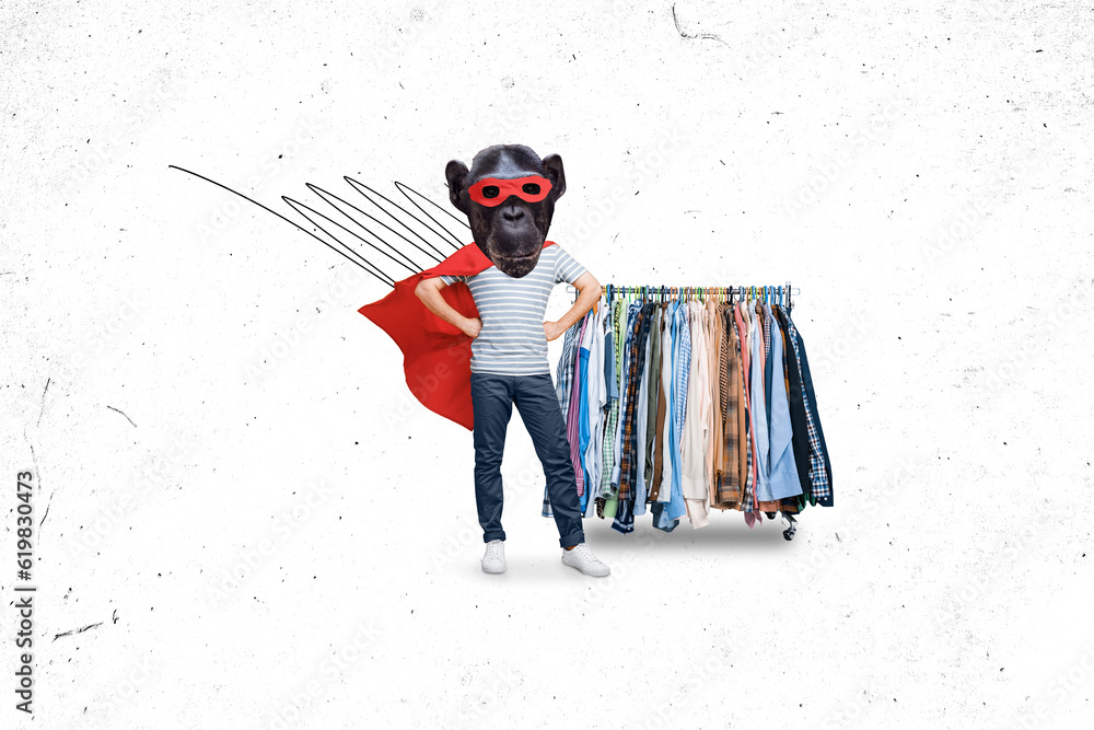 Creative picture collage composite advert promo of head monkey ...