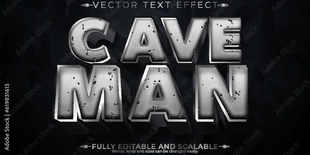 Cave stone text effect, editable caveman and rock font style Stock ...