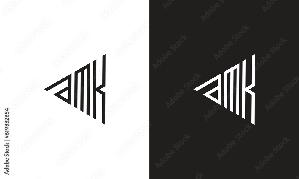 AMK letter logo, monogram unique logo, black and white logo, premium ...