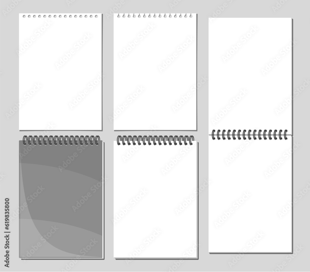 Vector Notepad Set, collection of 5 cut out illustrations of variety ...