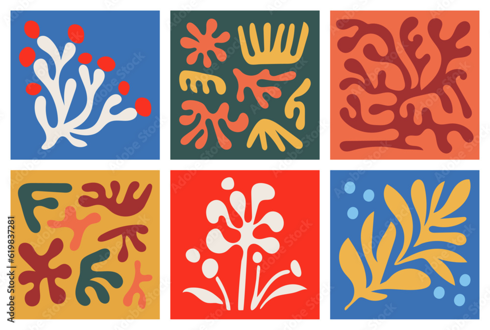 Colorful organic forms. Hand drawn simple shapes. Flat vector shapes ...