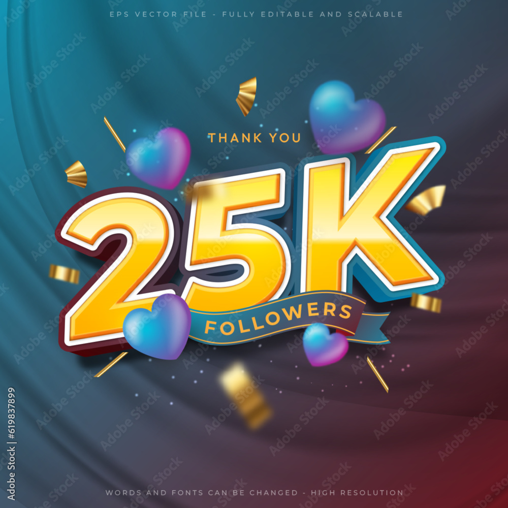 25K thank you social media followers and subscribers with editable font ...