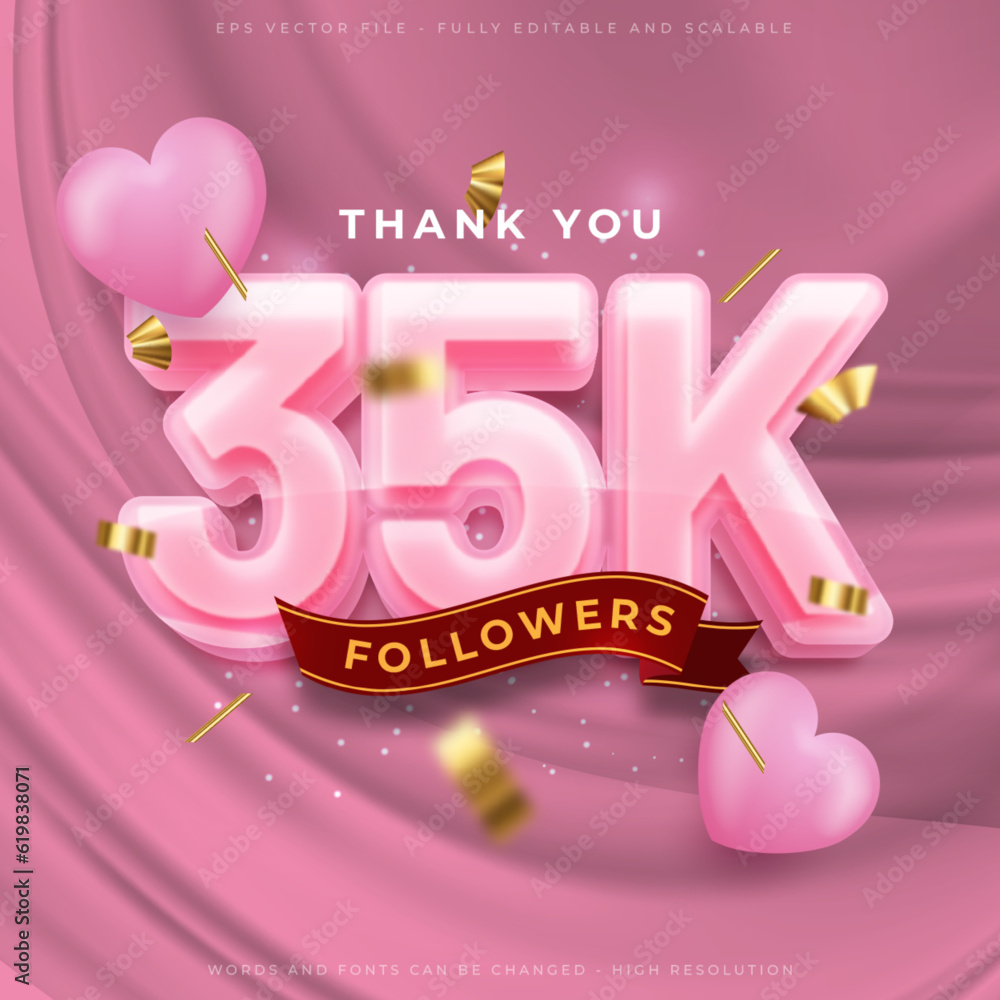 35K thank you social media followers and subscribers with editable font ...
