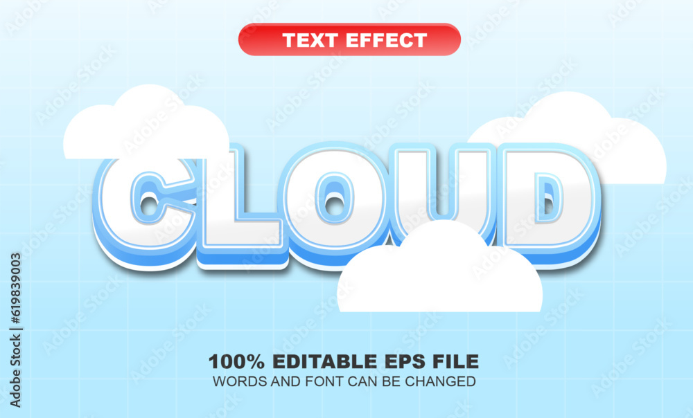 Editable cartoon style cloud text effect. vector eps file Stock Vector ...
