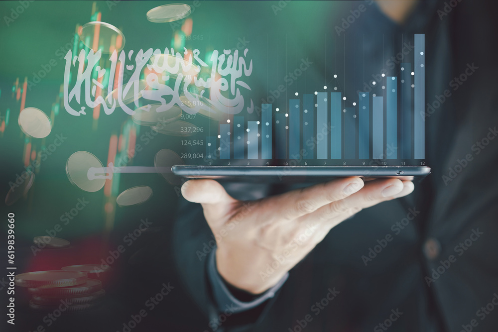 Stock market investment trading financial. Saudi Arabia flag to analyze ...