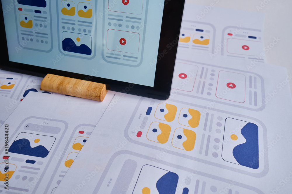 UX mobile application wireframe. Sketch, prototype, framework, layout ...