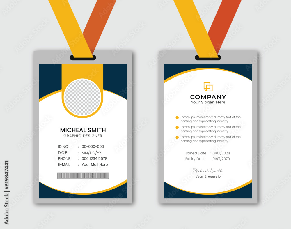 Corporate Modern and simple business office id card design. Modern and ...