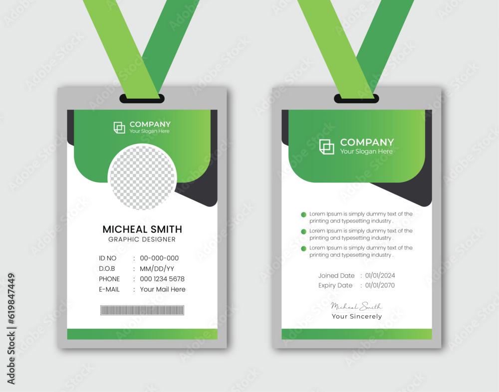 Corporate Modern and simple business office id card design. Modern and ...