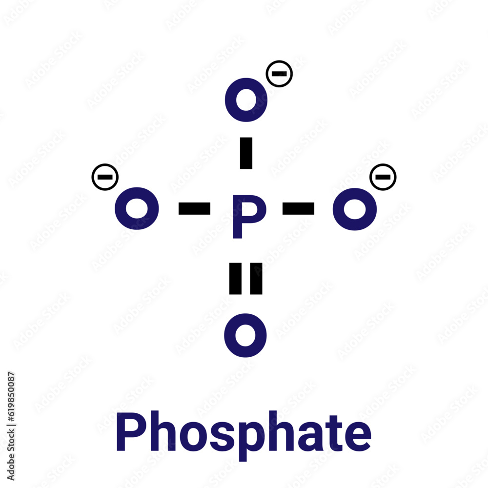 Chemical structure of Phosphate Anion. Vector skeletal formula. Stock ...