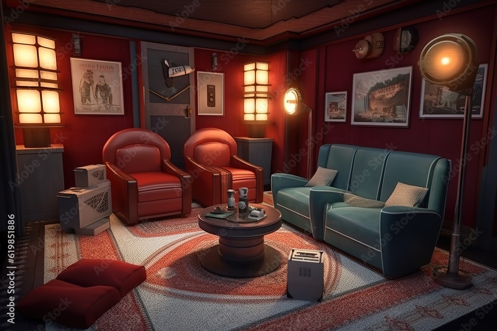 Movie Room: Capture a set of images that showcase a cozy, cinematic ...