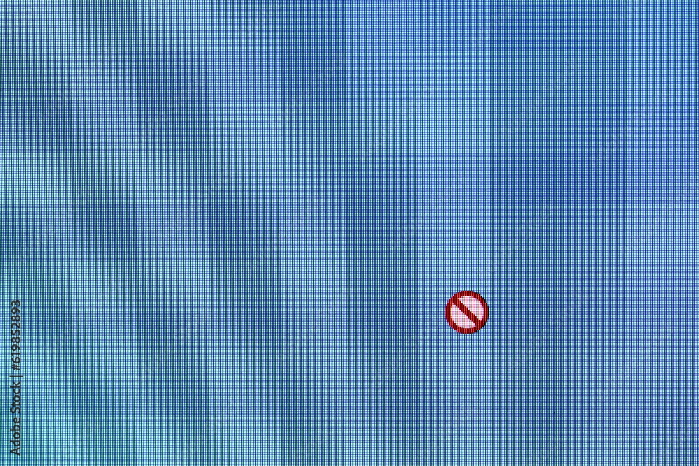 Pixel cursors icons photo: Unavailable cursor on blue screen. Stock ...