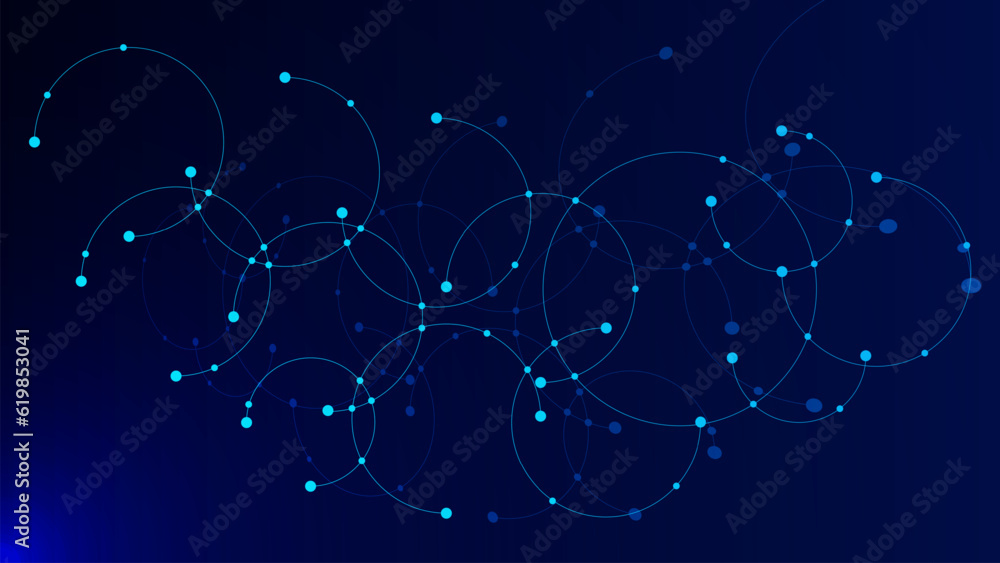Global communication technology with connecting circle lines and dots ...