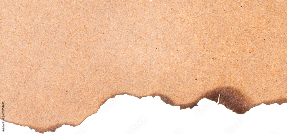 Burn brown paper half isolated on white background with clipping path ...