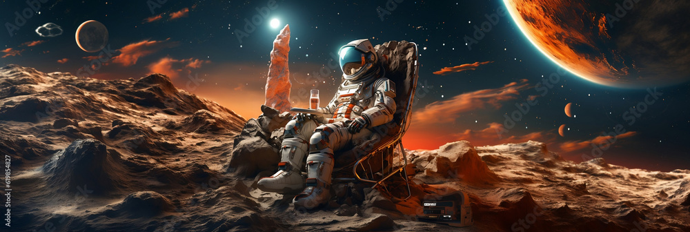 Astronaut chilling on Mars Stock Photo | Adobe Stock