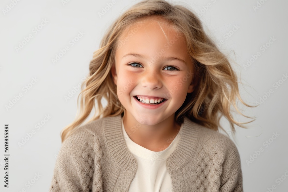 Lifestyle portrait photography of a grinning child female wearing a ...