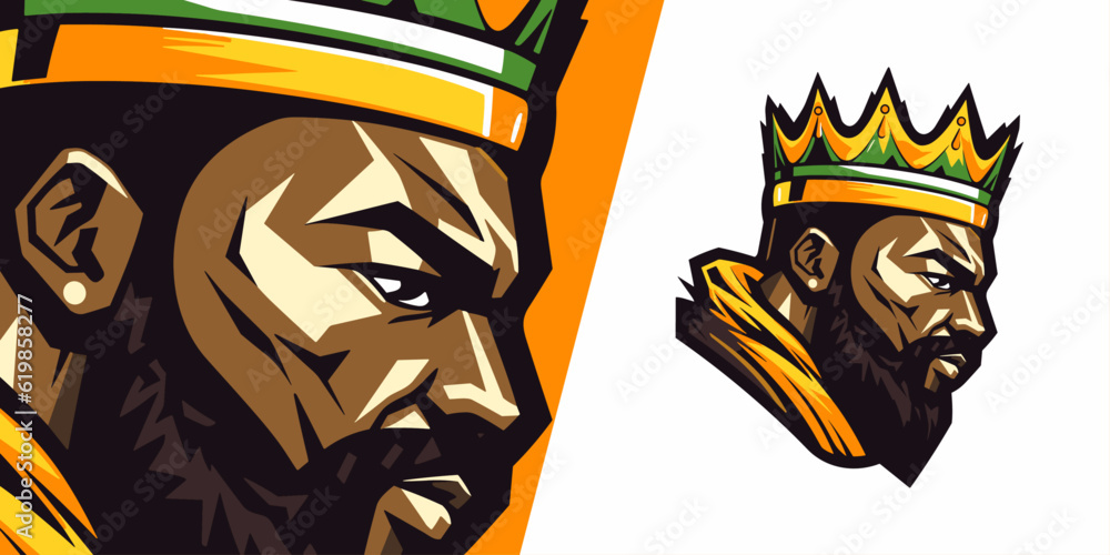 African King Crown Logo: Powerful Mascot Illustration for Sport and E ...