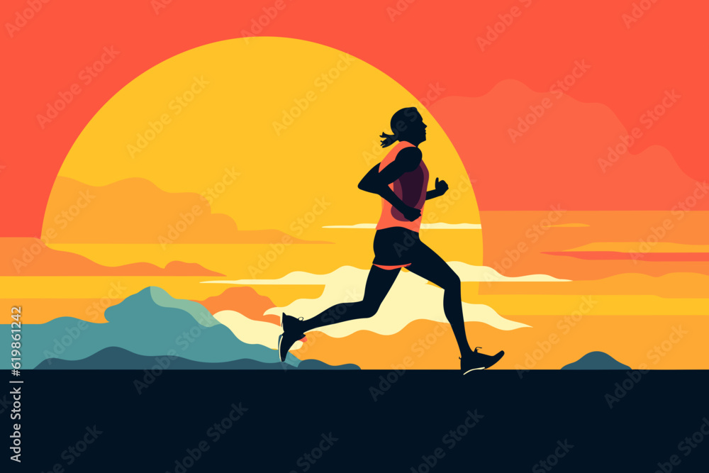 Hand-drawn cartoon Endurance runner flat art Illustrations in ...