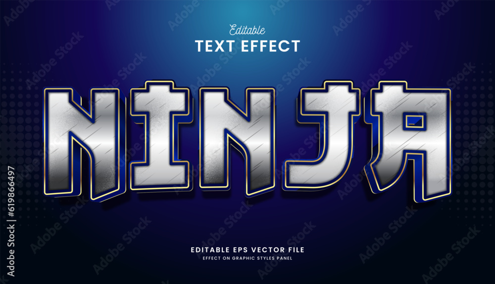 decorative editable blue ninja text effect vector design Stock Vector ...