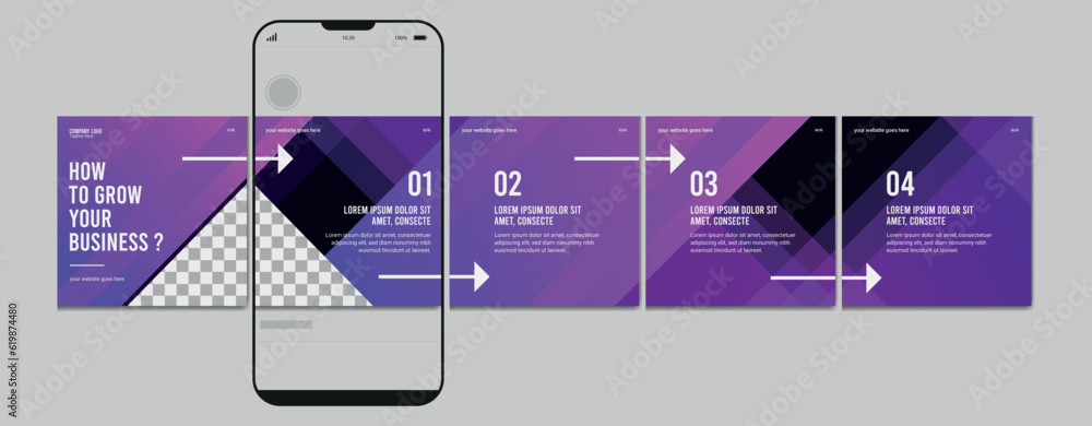 Set of Linkedin Carousel Post, editable social media Instagram carousel ...
